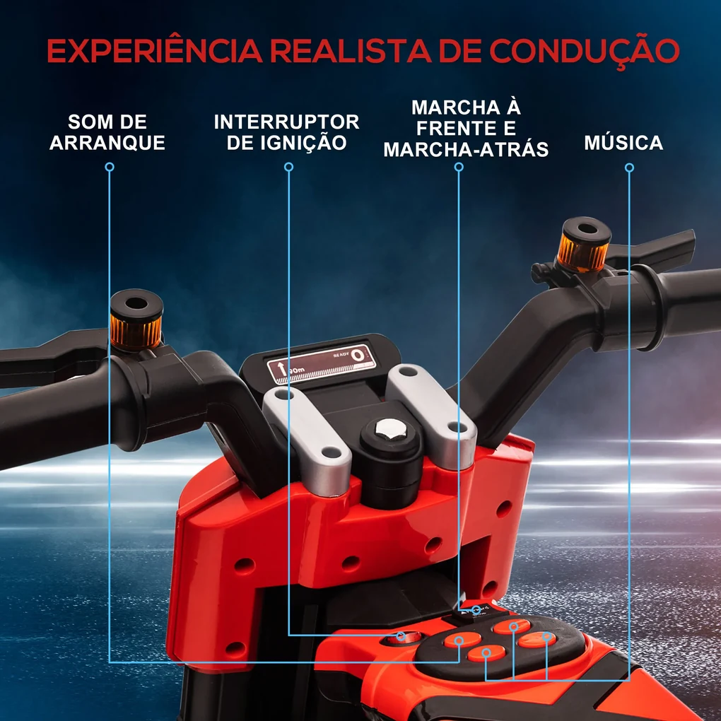 Mota Elétrica Infantil Mota a Bateria 6V com Farol Música Buzina ...