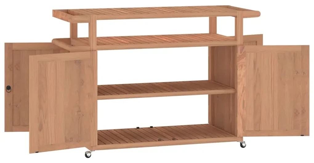 Ilha de Cozinha Peper de 120cm em Madeira Teca - Design Natura | BIANO