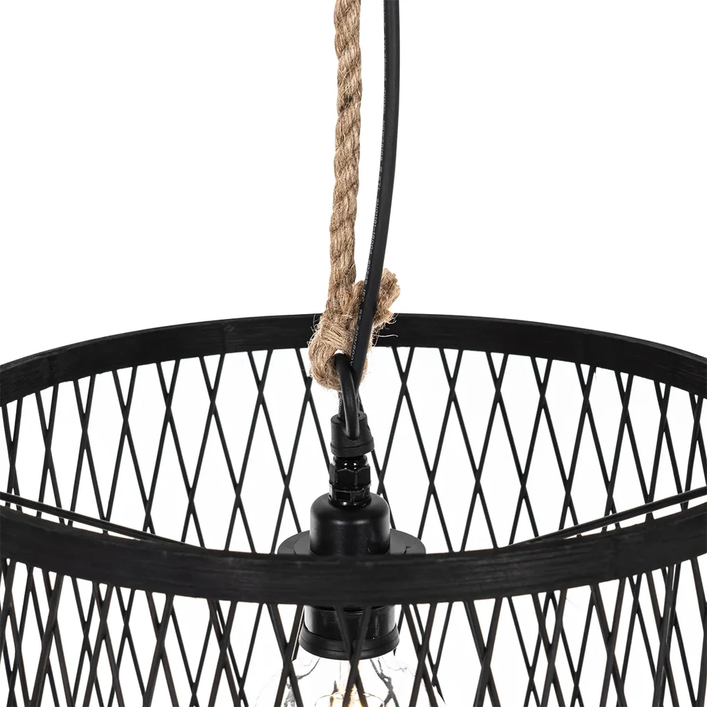 Candeeiro suspenso rural para exterior rattan preto 40 cm - Calamus ...