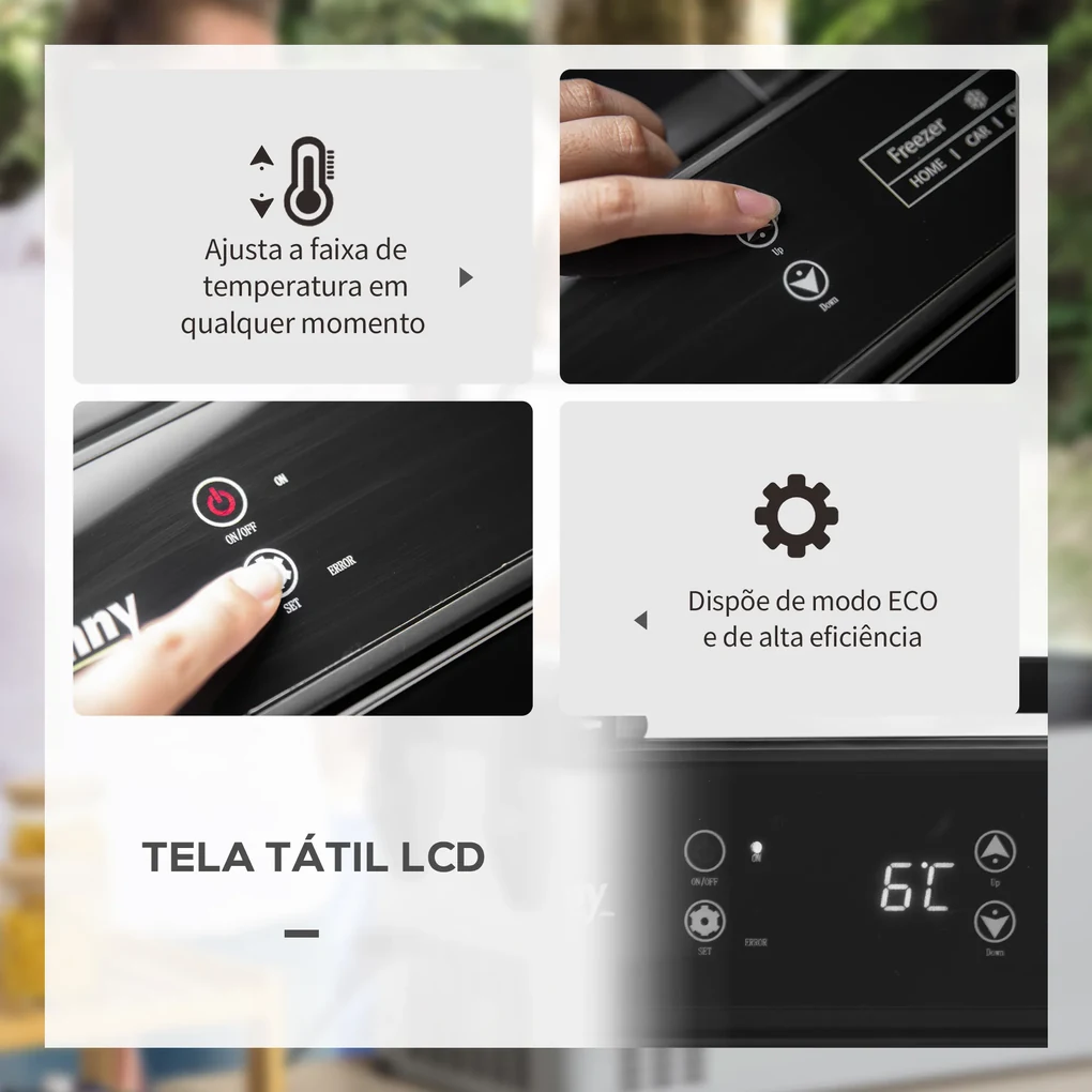 Outsunny Geleira Elétrica de Compressor Portátil 40L Mini Geleira de ...