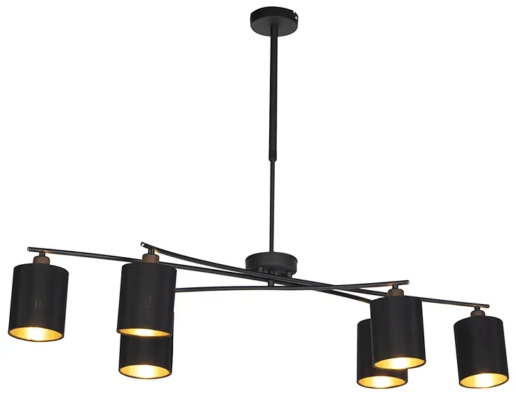 LED Candeeiro de suspensão inteligente preto ajustável incl. 6 Wifi B35 - Lofty Moderno | BIANO