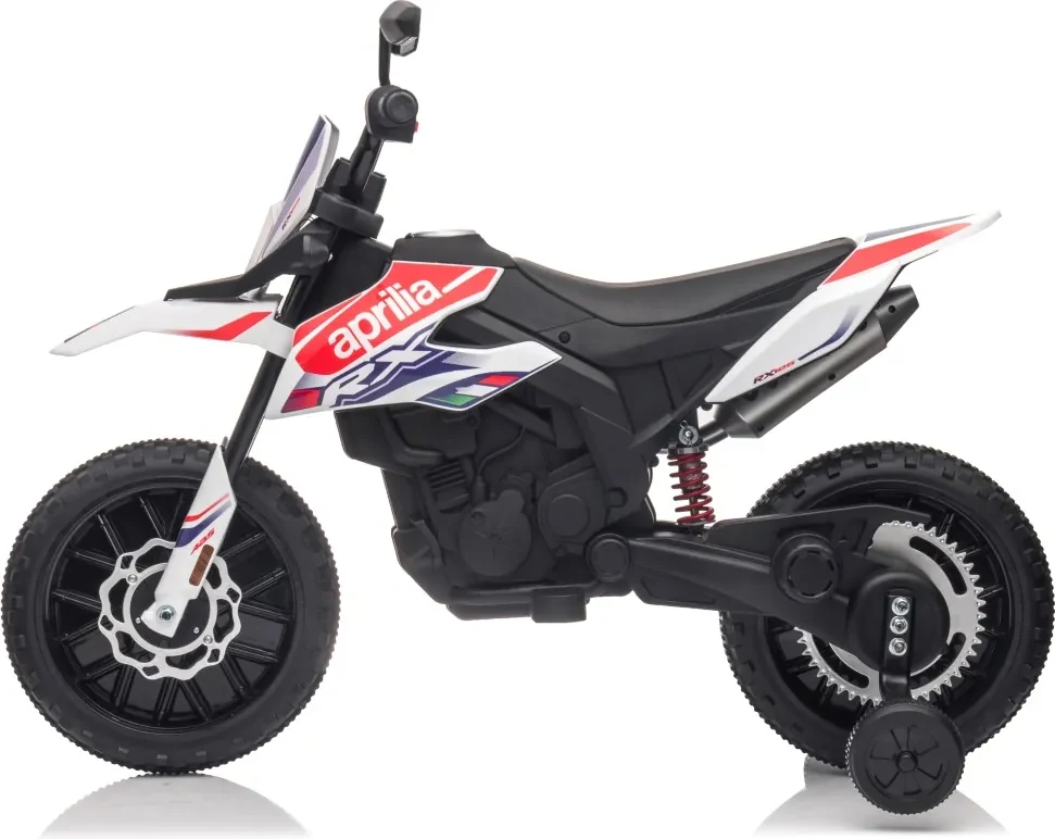 Mota elétrica para Crianças 12V Aprilia RX, Rodas Espuma EVA Branca | BIANO