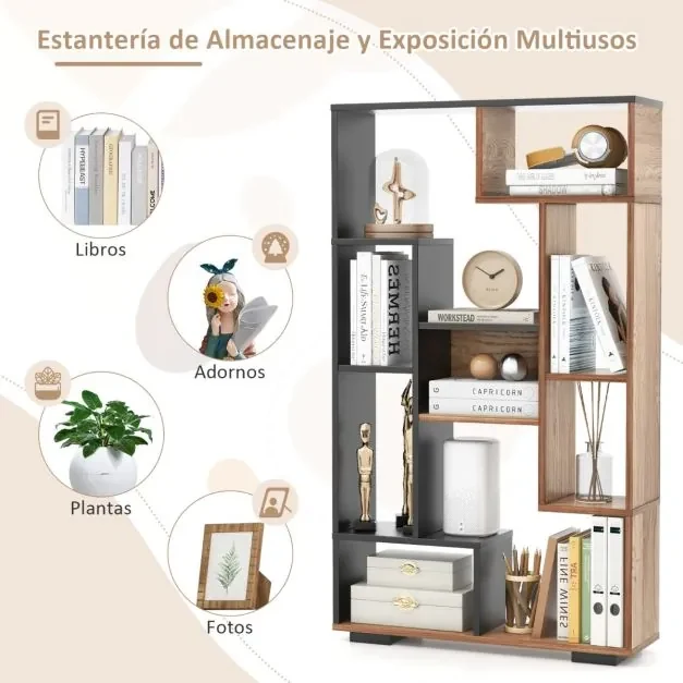 Estante geométrica moderna em madeira com prateleiras abertas Kits anti ...