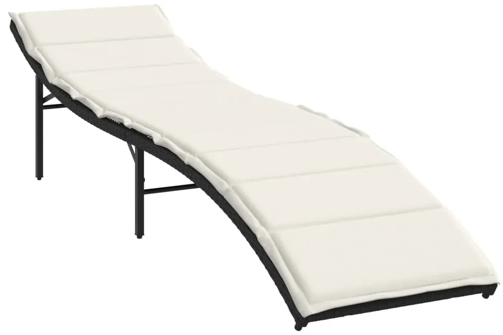 Espreguiçadeiras com mesa 2 pcs vime PE preto | BIANO