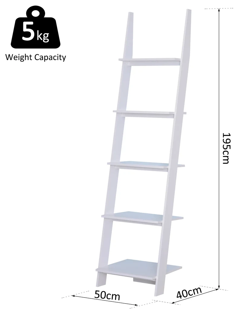 Estante em forma de Escada com 5 Prateleiras 50x40x195cm | BIANO
