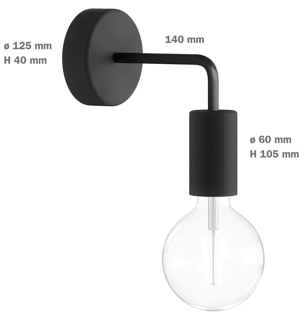 Fermaluce EIVA ELEGANT with L-shaped extension ceiling rose and lamp holder IP65 waterproof ...