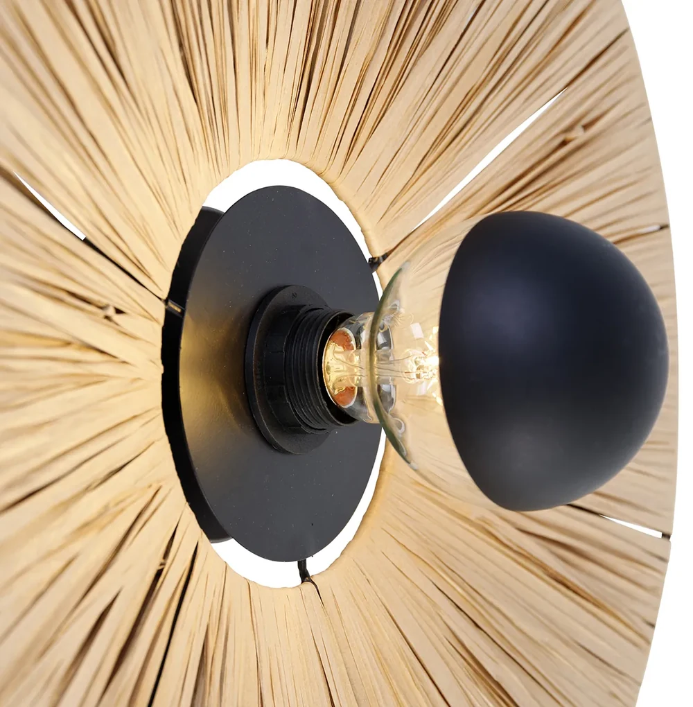 Candeeiro de parede rústico preto com corda 45 cm - Leia Rústico ...