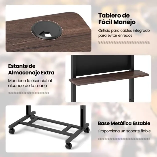 Mesa de leitura ajustável com pódio rolante 103-125 cm com superfície ...