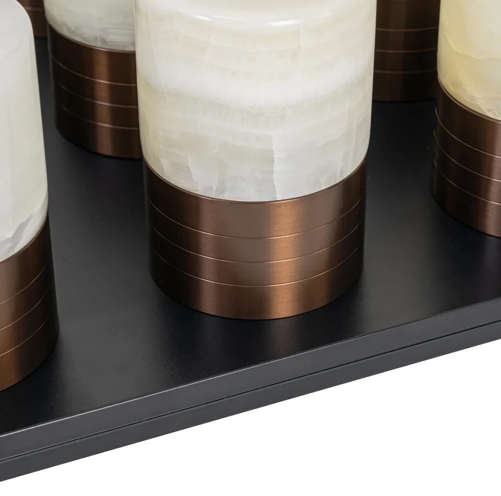 LED Conjunto de 12 Candeeiros de Mesa Bronze Escuro RGBW Recarregáveis ...