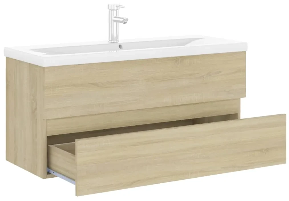 Armário lavatório c/ lavatório embutido contrap. carval. sonoma | BIANO