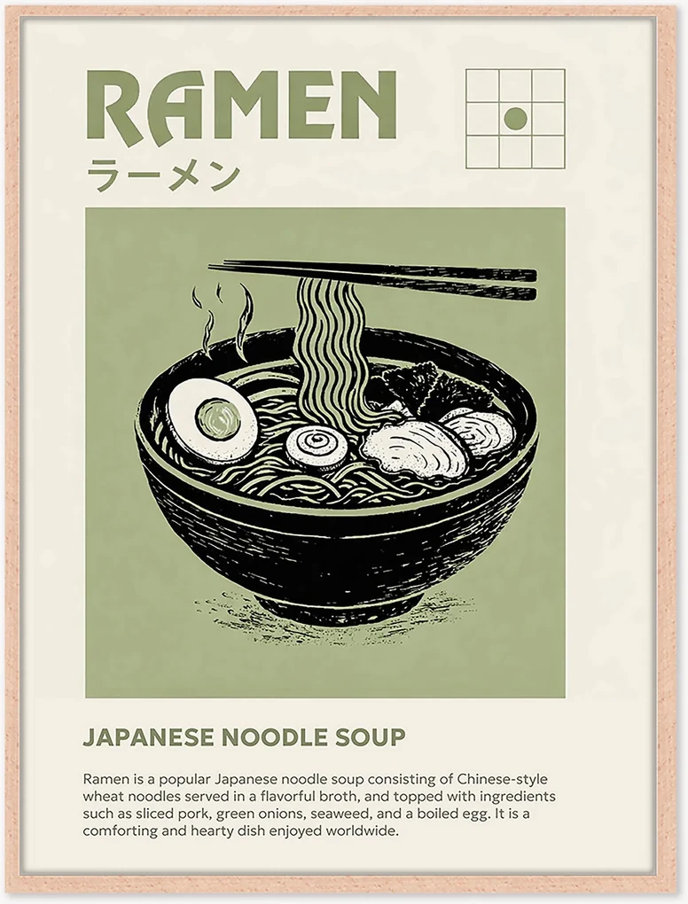 Impressão digital emoldurada artesanal Ramen | BIANO