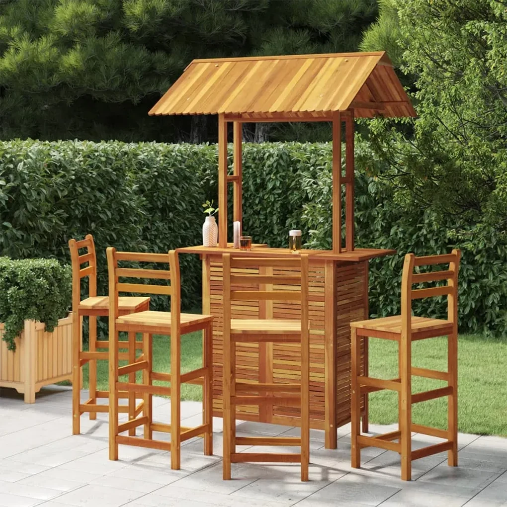 5 pcs conjunto de bar para jardim madeira de acácia maciça | BIANO