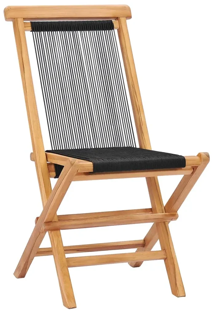 Cadeiras de jardim dobráveis 2 pcs madeira teca maciça e corda | BIANO