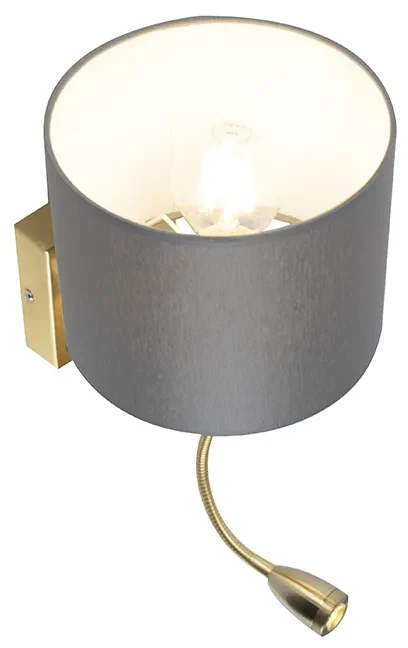 LED Candeeiro de parede art déco dourado com USB e tom cinza - Brescia ...