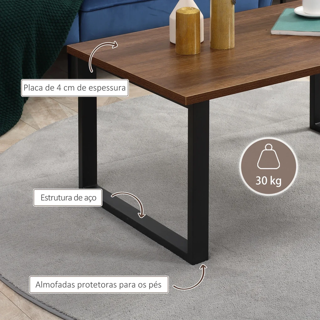 Mesa de Centro Retangular Mesa de Centro Estilo Industrial com Bancada ...