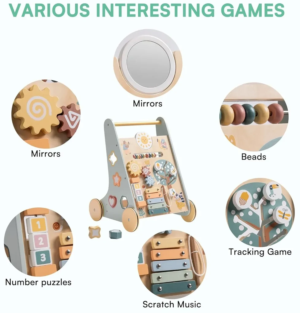 Andador de madeira para bebés com centro Atividades - Forest Vitality ...