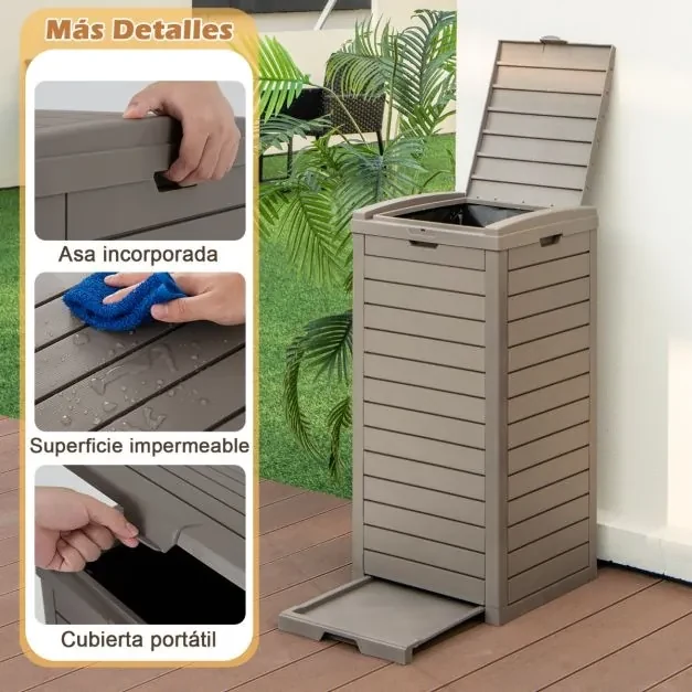Caixote do lixo para exterior com tampa e tabuleiro para líquidos ...