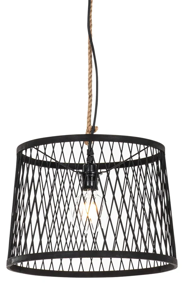 Candeeiro suspenso rural para exterior rattan preto 40 cm - Calamus ...