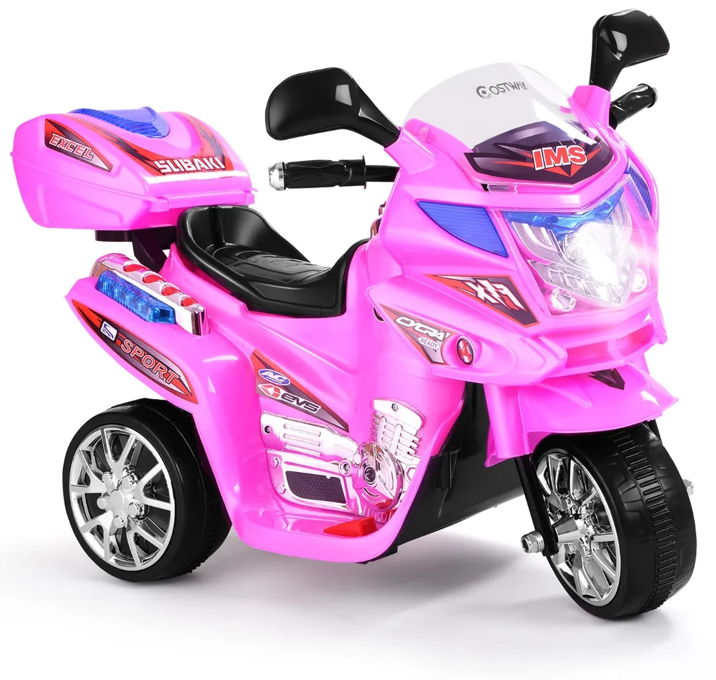 Mota Infantil Eléctrica de 6 V com Bateria de 3 Rodas Luzes Música ...