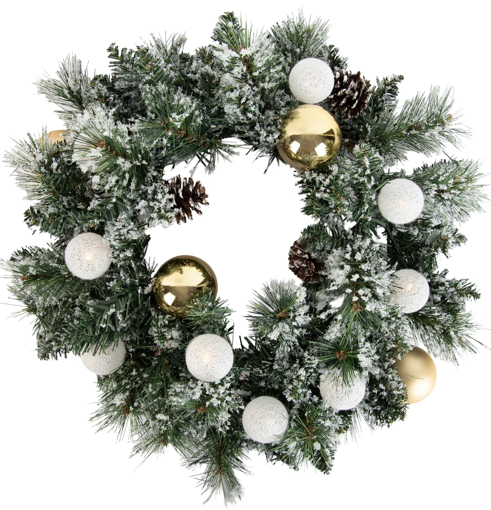Grinalda de Natal branca com dourado 45cm incl. LED com temporizador ...