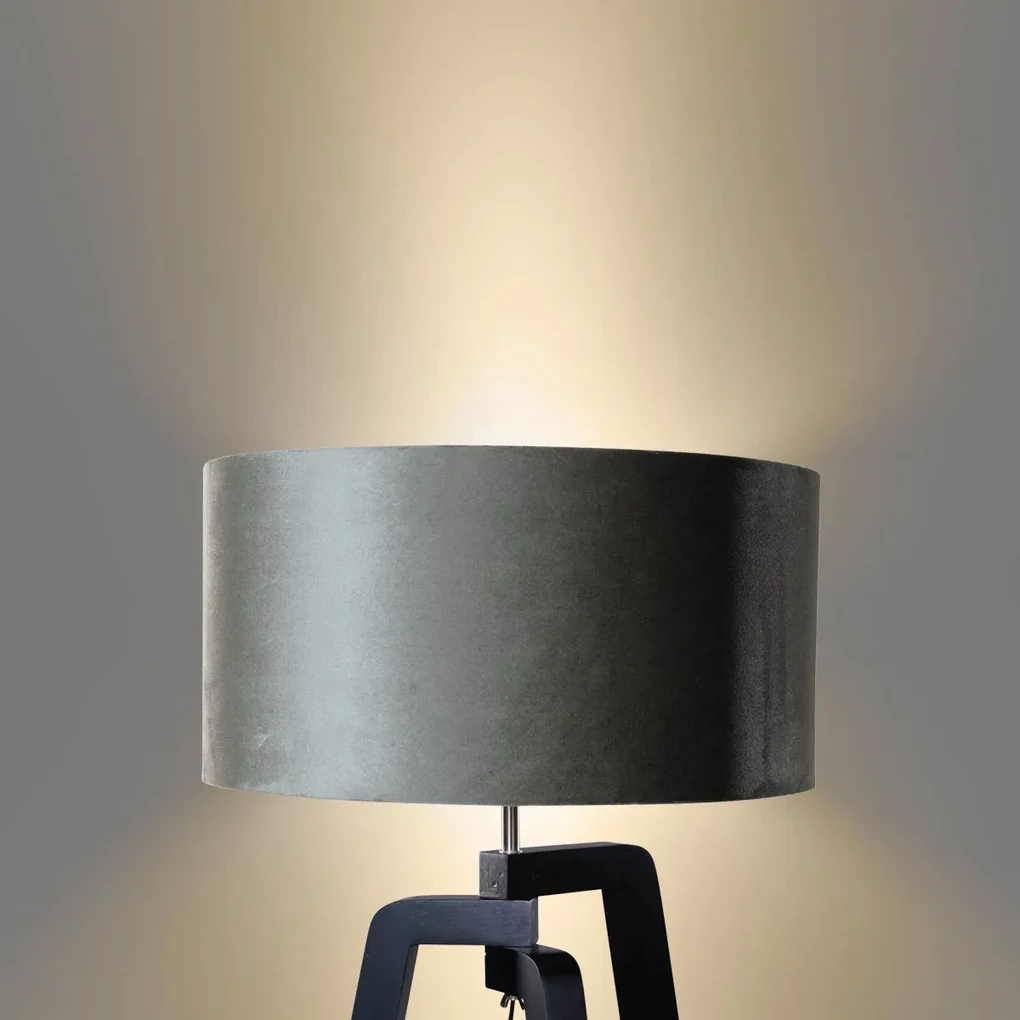 Candeeiro de Pé Preto com Abajur em Veludo Verde 50cm - Puros Clássico ...