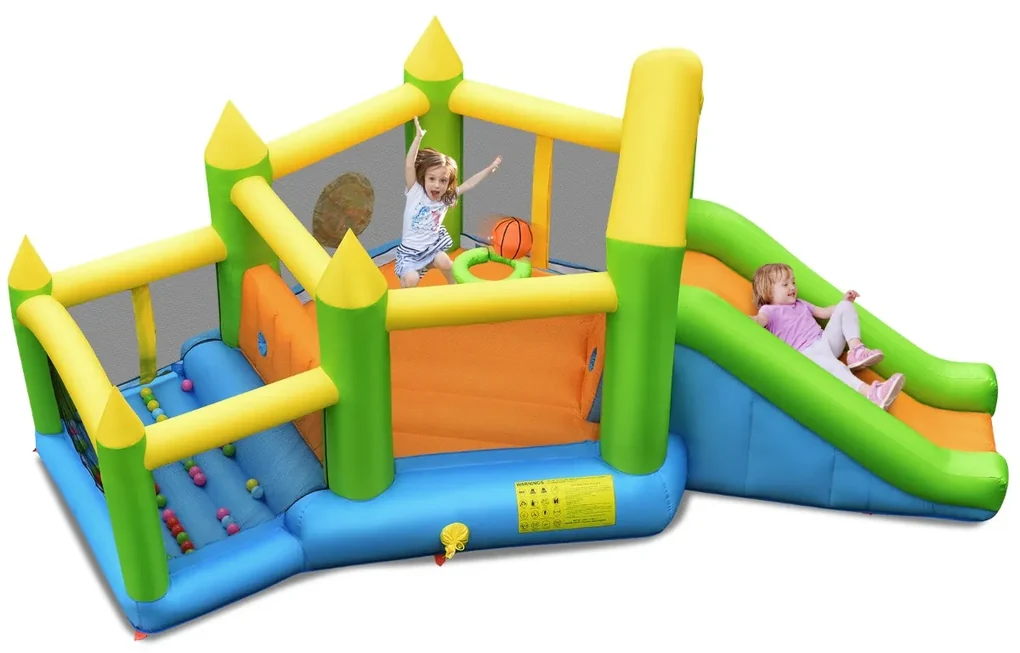 Castelo insuflável para crianças com deslizador de bolas e cesto de ...