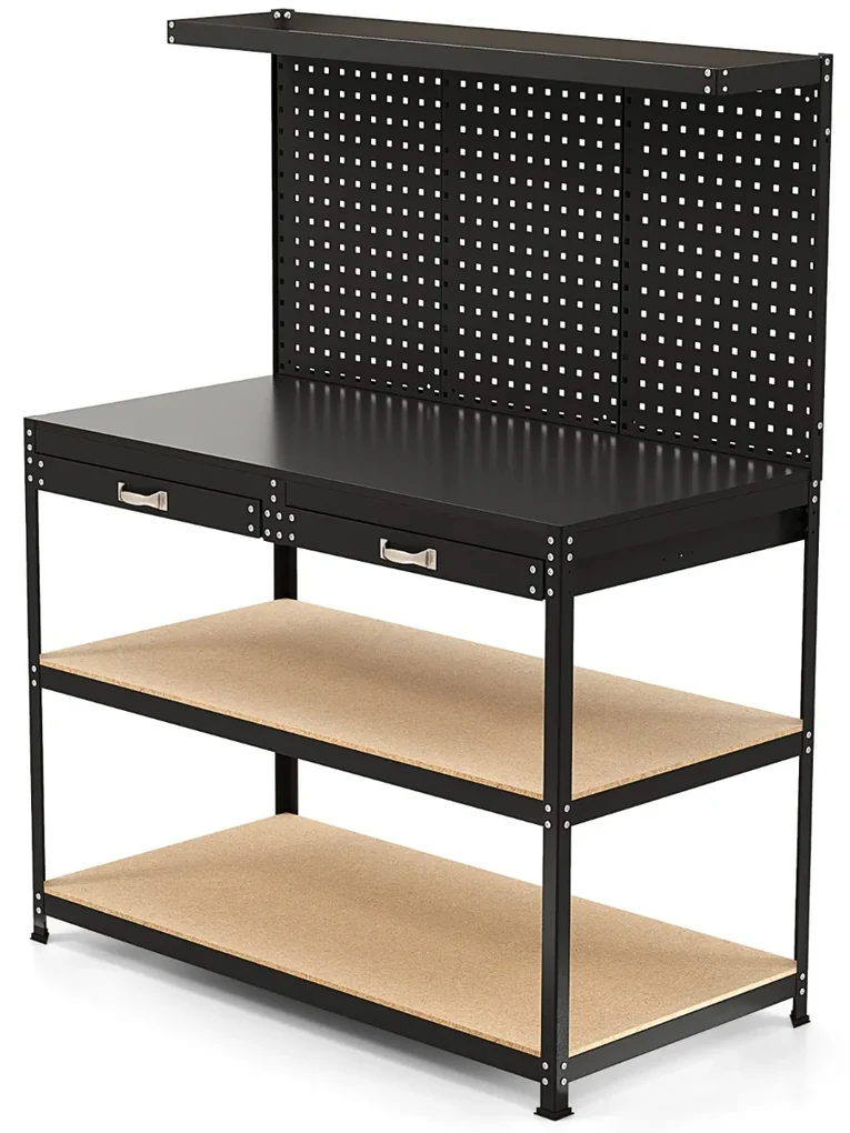 Mesa de trabalho metálica para ferramentas com painéis de perfuração de ...