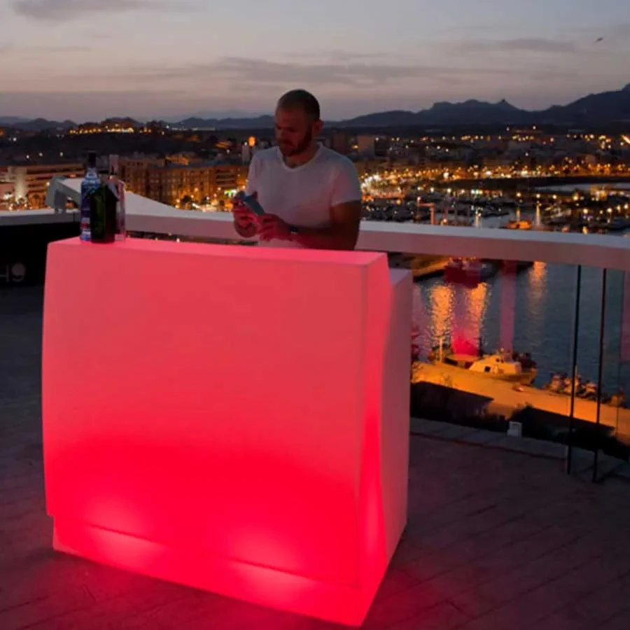 BALCÃO DE BAR COM DUPLA ALTURA JARDIM LED COM LUZ SICILIA 120 LUZ RGB ...