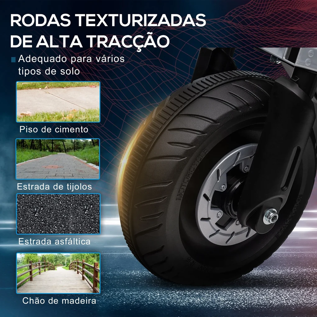 Mota Elétrica Infantil Mota a Bateria 6V com Farol Música Buzina ...