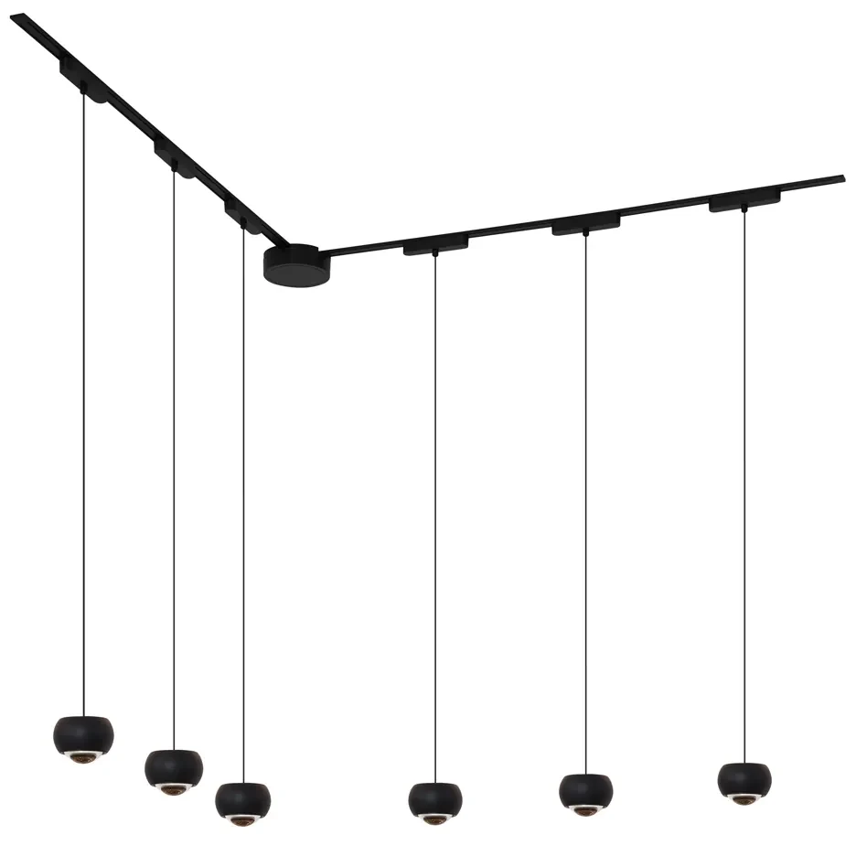 Sistema de iluminação de trilho moderno com 6 pendentes pretos ...