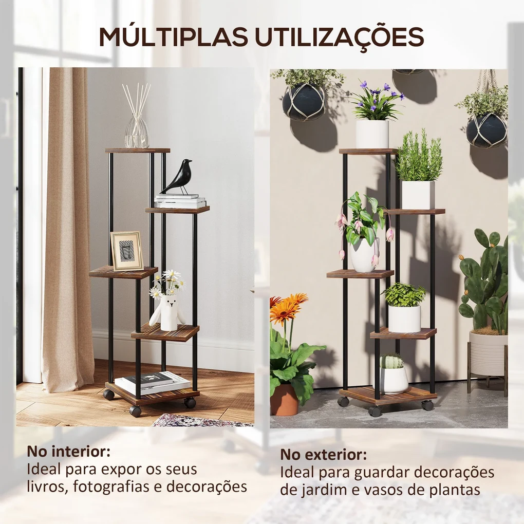 Suporte para Plantas de 5 Níveis Suporte para Vasos de Flores de Madei ...