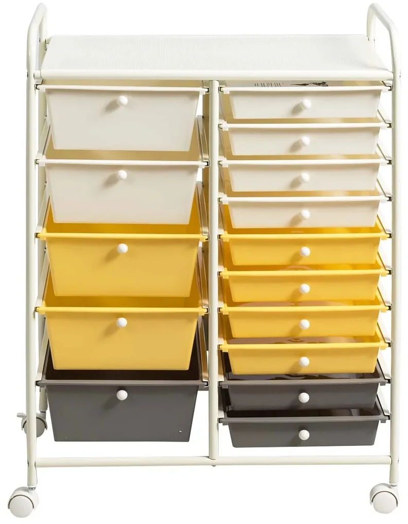 Carrinho com gaveta com rodas Carrinho com rodas Carrinho com 15 caixas ...