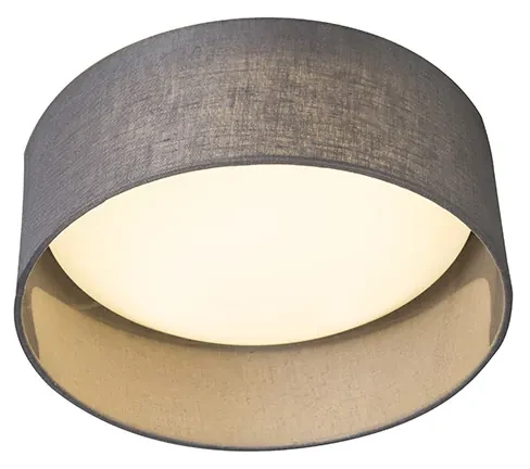 Luminária de teto cinza 28 cm incl. LED - Drum Combi Moderno | BIANO