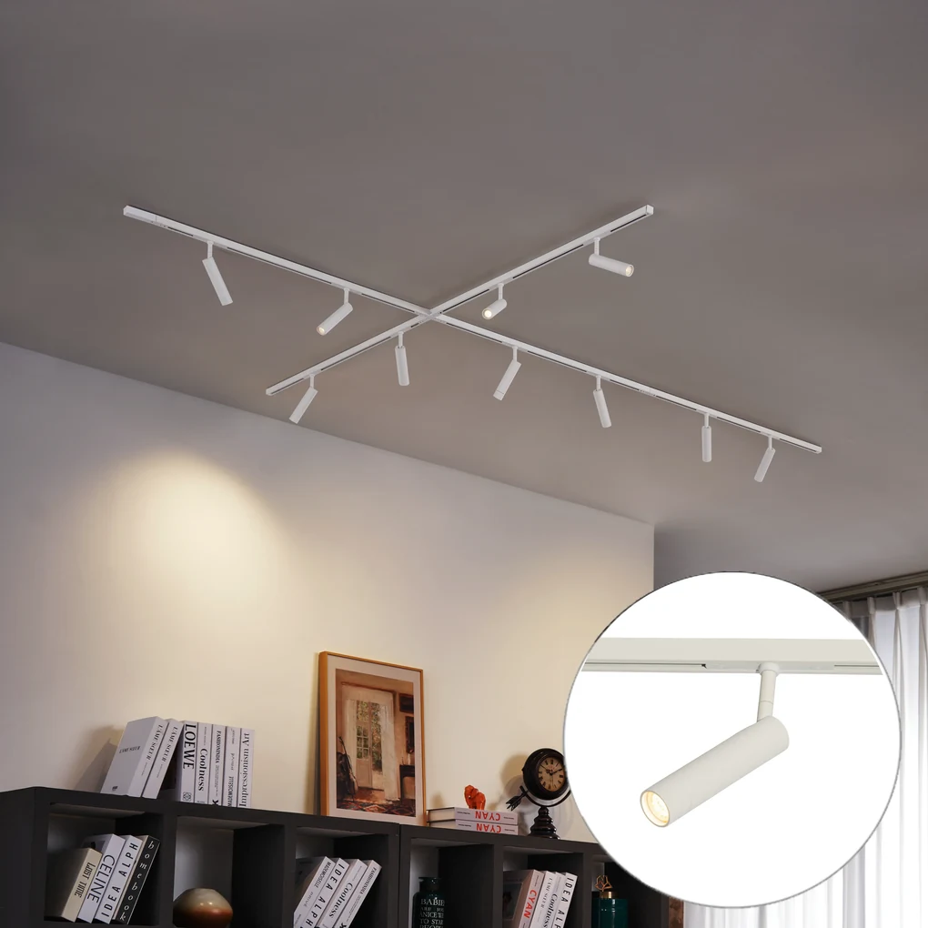 Sistema de iluminação de trilho moderno com 10 focos brancos ...