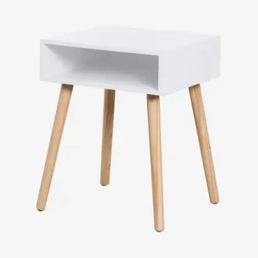Mesa De Cabeceira Retangular 40x35 Cm Em Madeira Zente Branco - Sklum ...