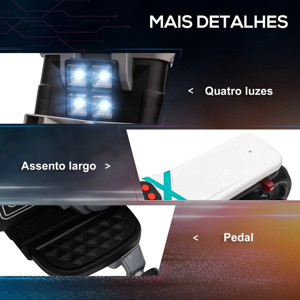 Mota Elétrica Infantil Mota a Bateria 6V com Farol Música Buzina ...