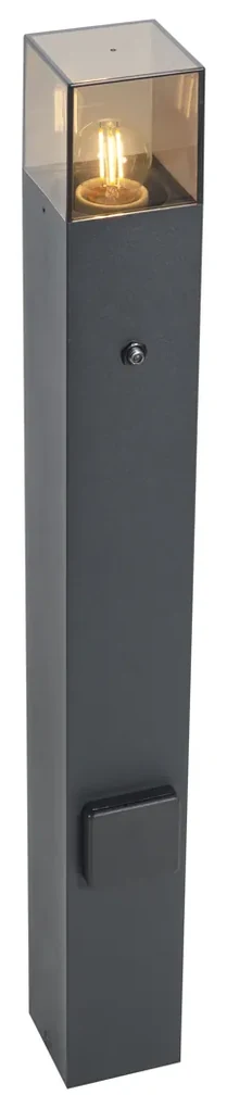 Balizador moderno para exterior preto com vidro fumê 70cm com sensor ...