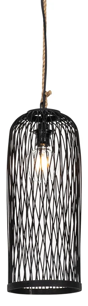 Candeeiro suspenso rural para exterior rattan preto 25 cm - Calamus ...