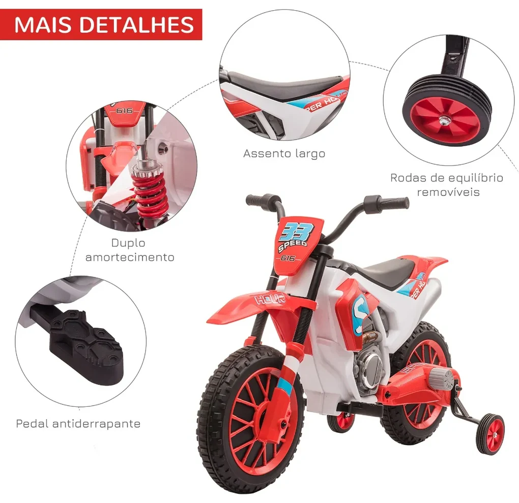 Mota Elétrica para Crianças acima de 3 Anos 12V Mota de Brinquedo ...