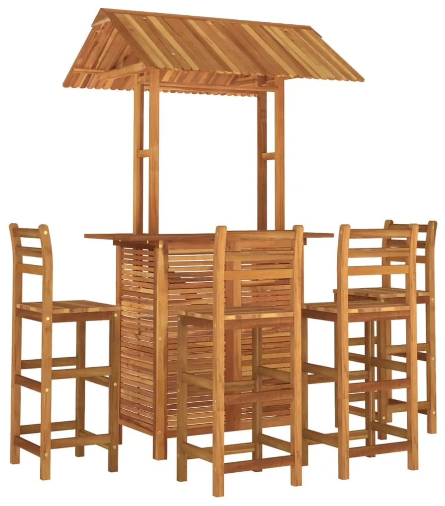 5 pcs conjunto de bar para jardim madeira de acácia maciça | BIANO