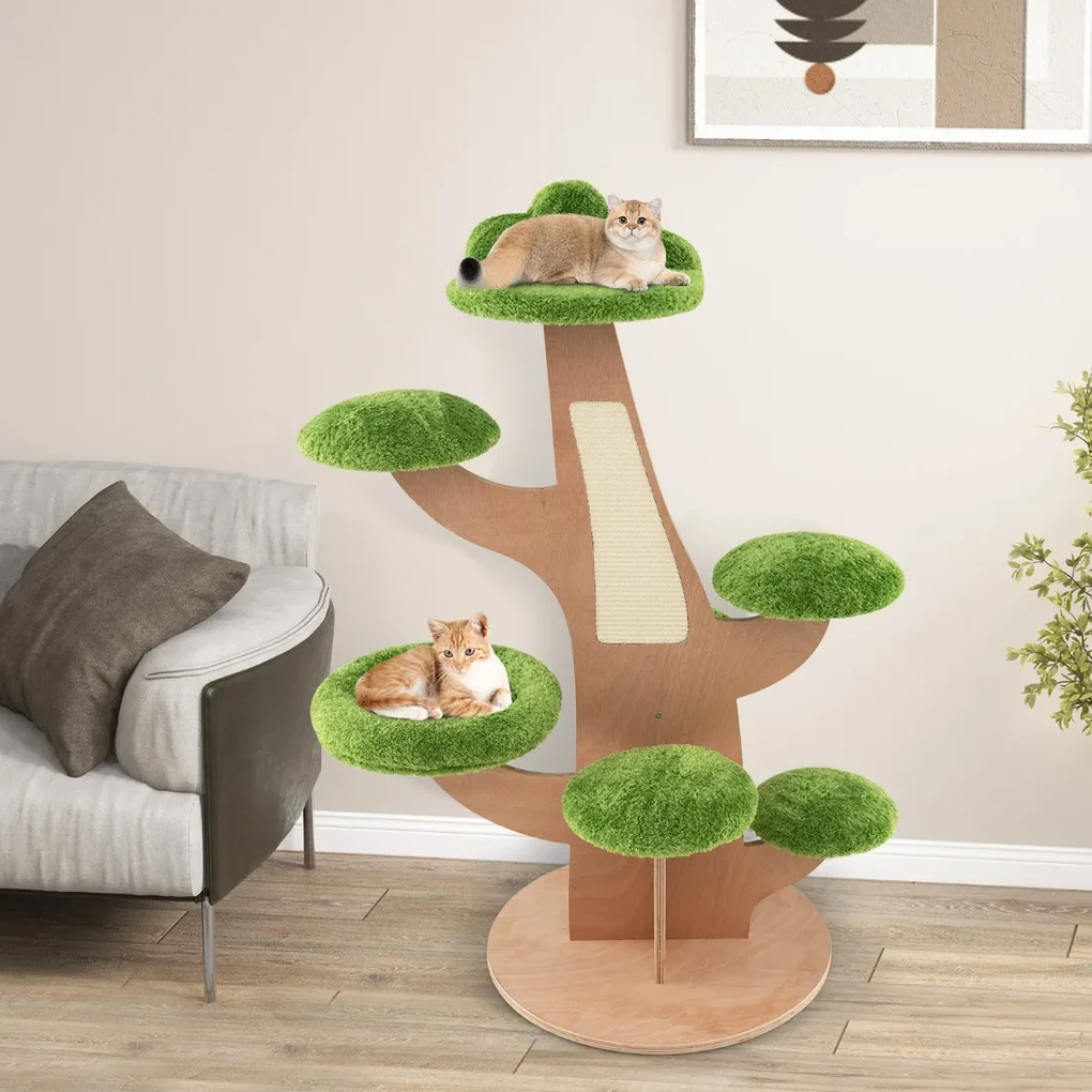 Arranhador para gatos Altura 128 cm com tábua de arranhar Topo Poleiro ...