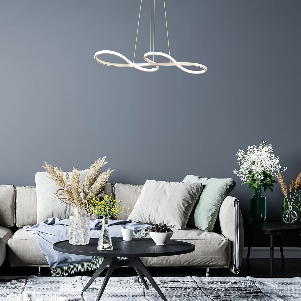 HOMCOM Candeeiro Suspenso de LED Moderno 70W Candeeiro de Teto com ...