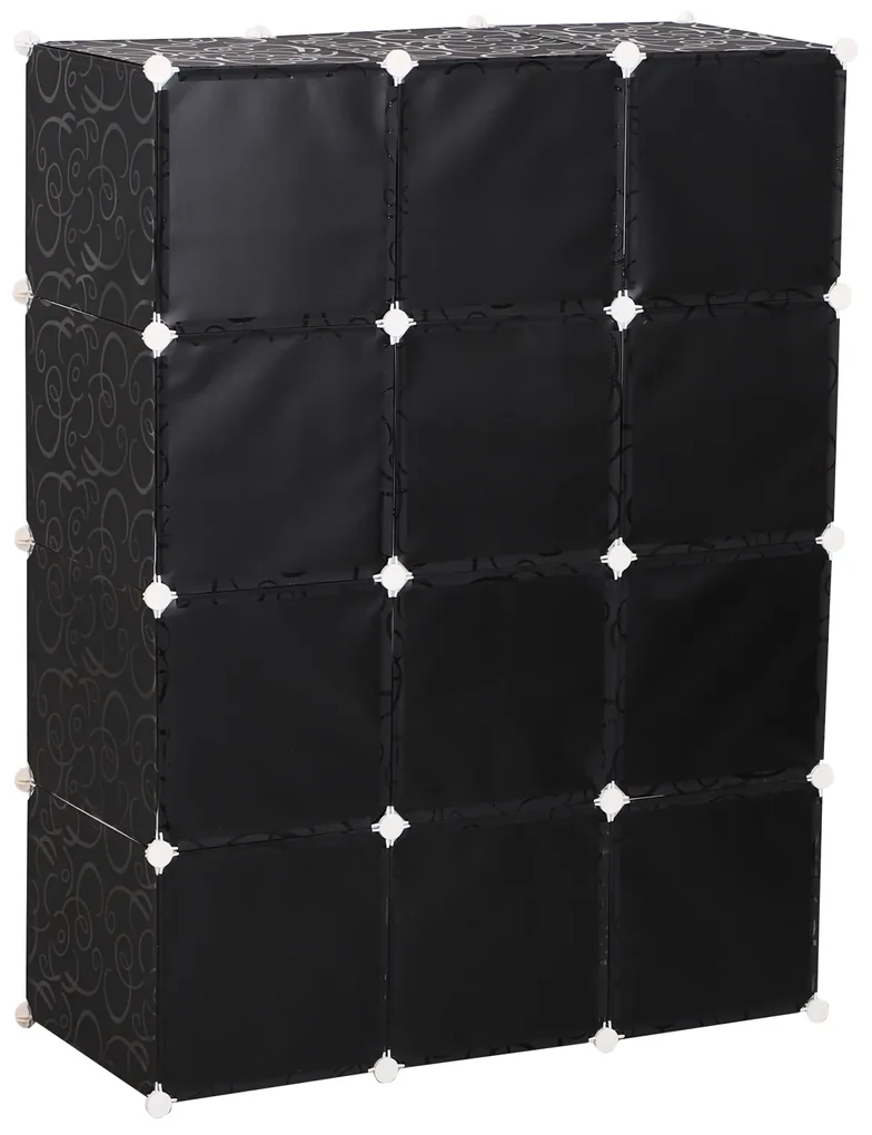 Guarda-roupa Modular Prateleiras De Plástico 12 Cubos com Portas para ...