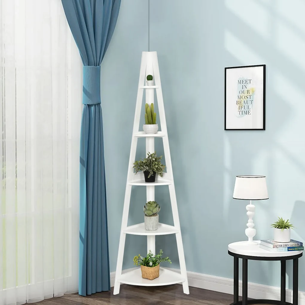 Estante Angular com Forma de Escada com 5 níveis para Ornamentos Livros ...