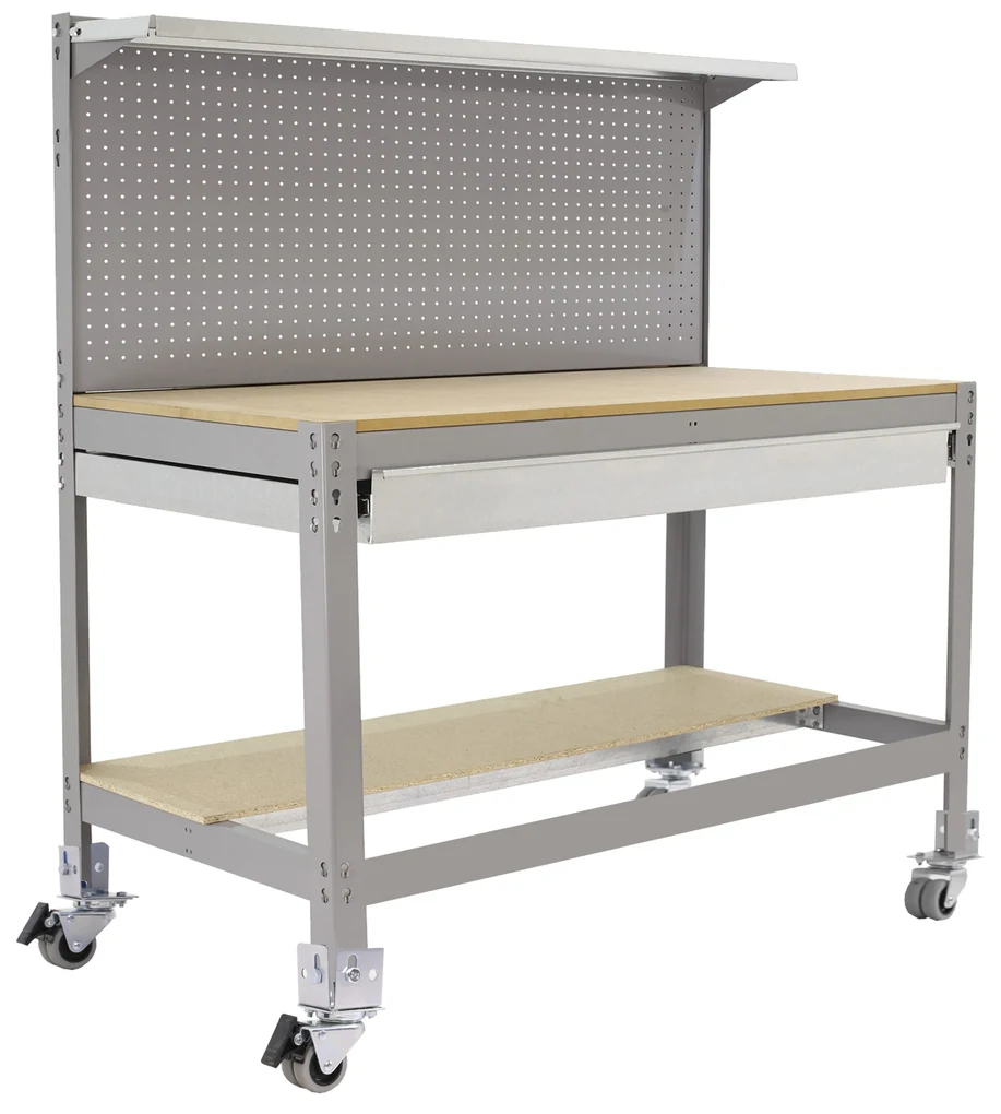 Bancada de Trabalho SIMONWORK MOBILE BT3 GAVETAS 1200 CINZENTO/MADEIRA Casa, Escritório, Garagem ...