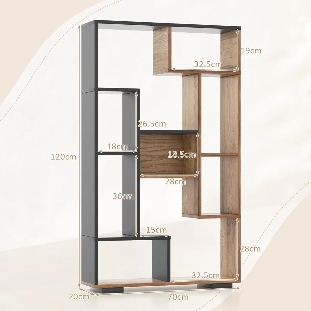 Estante geométrica moderna em madeira com prateleiras abertas Kits anti ...