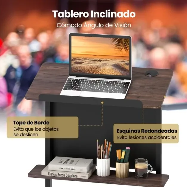 Mesa de leitura ajustável com pódio rolante 103-125 cm com superfície ...