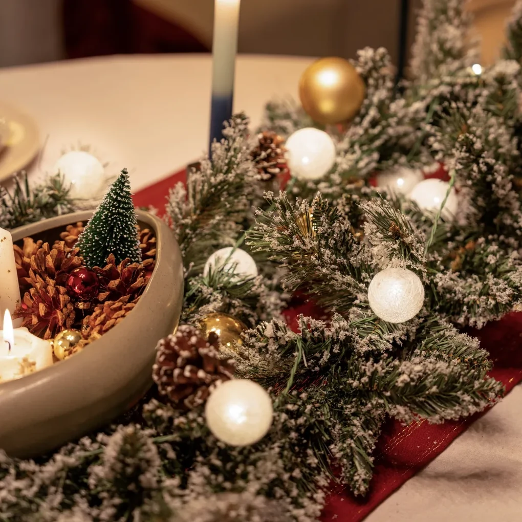 Grinalda de Natal branca com dourado 270cm incl. LED com temporizador ...