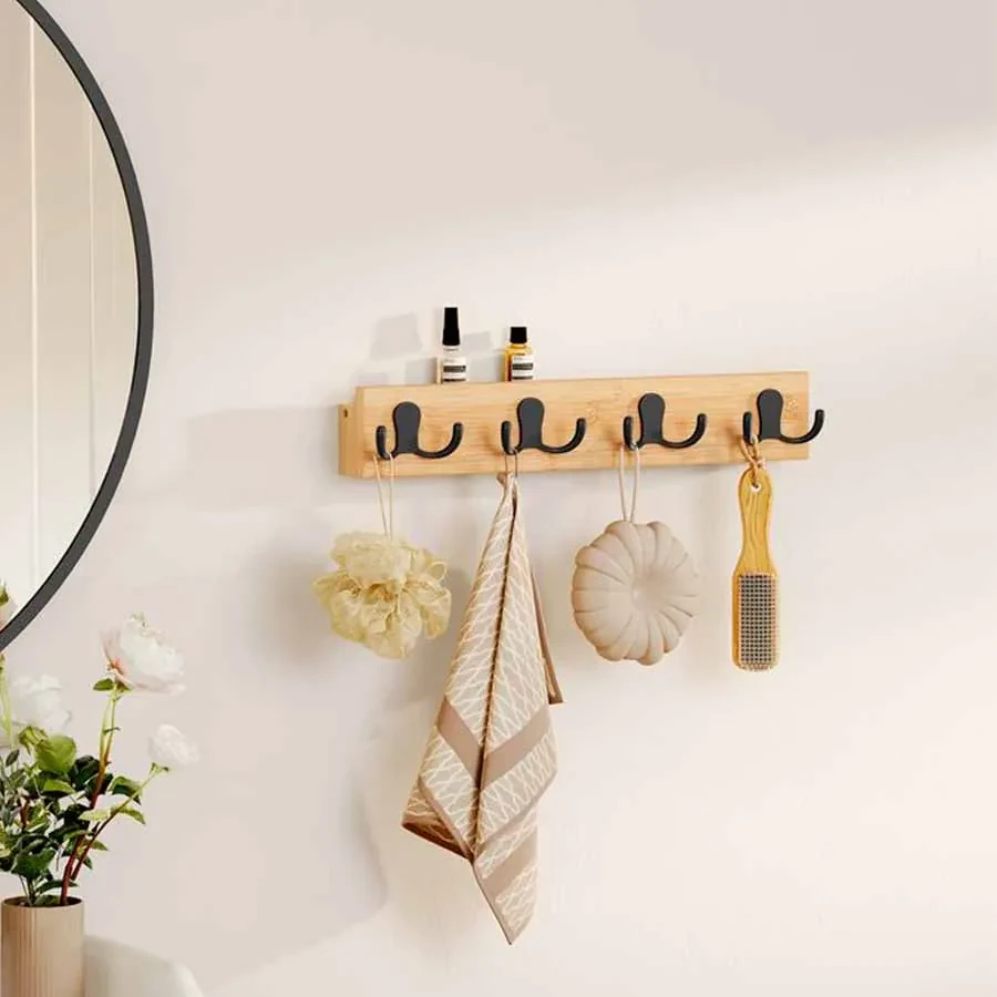 Bengaleiro de parede com 4 ganchos duplos com capacidade de carga até ...