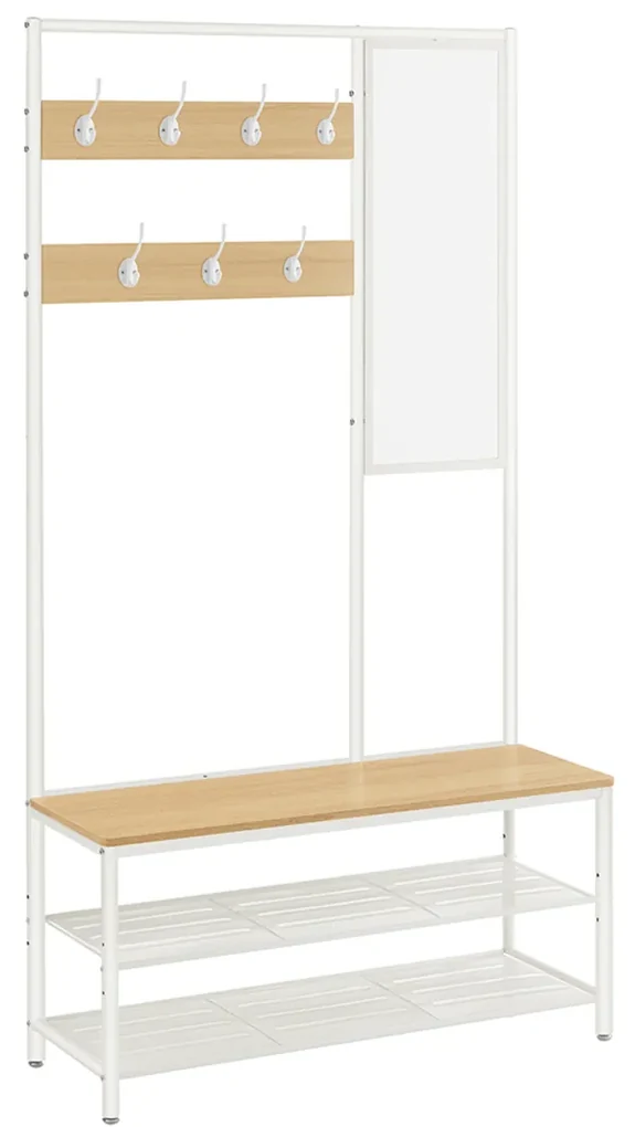 Bengaleiro, móvel de entrada com espelho e ganchos 35 x 98 x 180 cm cor ...